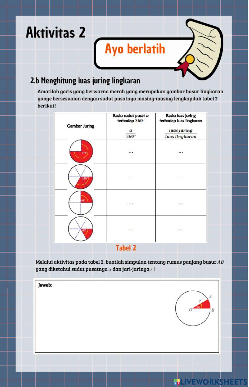 2182266 | Lkpd mtk kelas 8 menghitung panjang busur dan