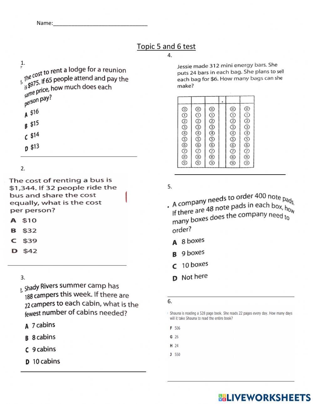 2182278 | Topic 5 and 6 | macantu | LiveWorksheets