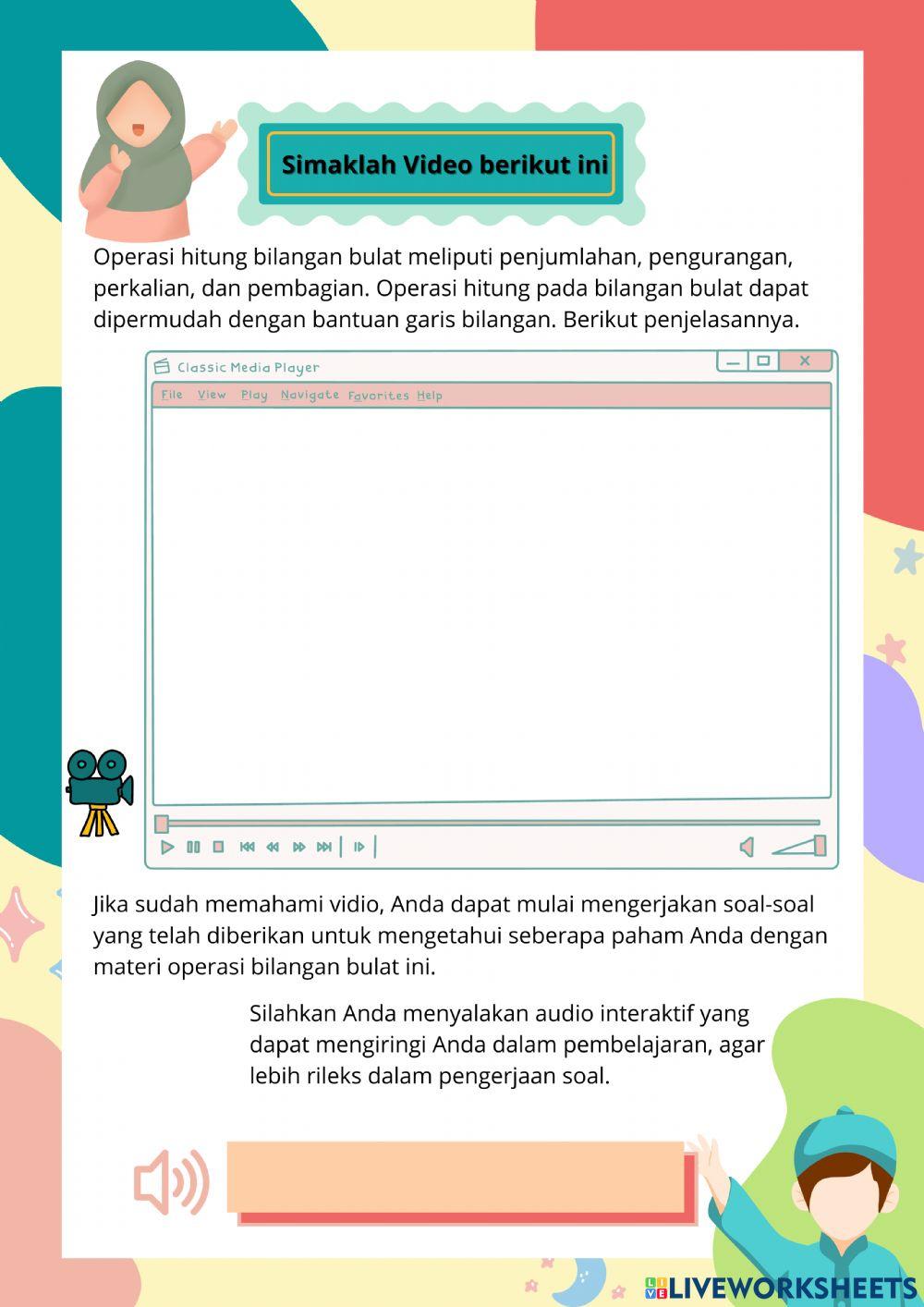 Bilangan Bulat 2182427 | muhammad_riski | LiveWorksheets