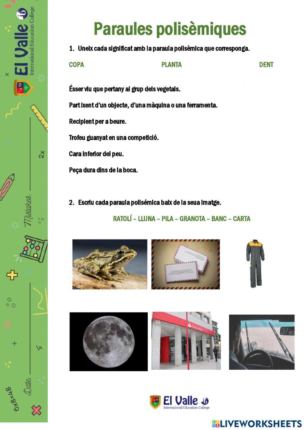 Paraules polise… | Free Interactive Worksheets | 2182494