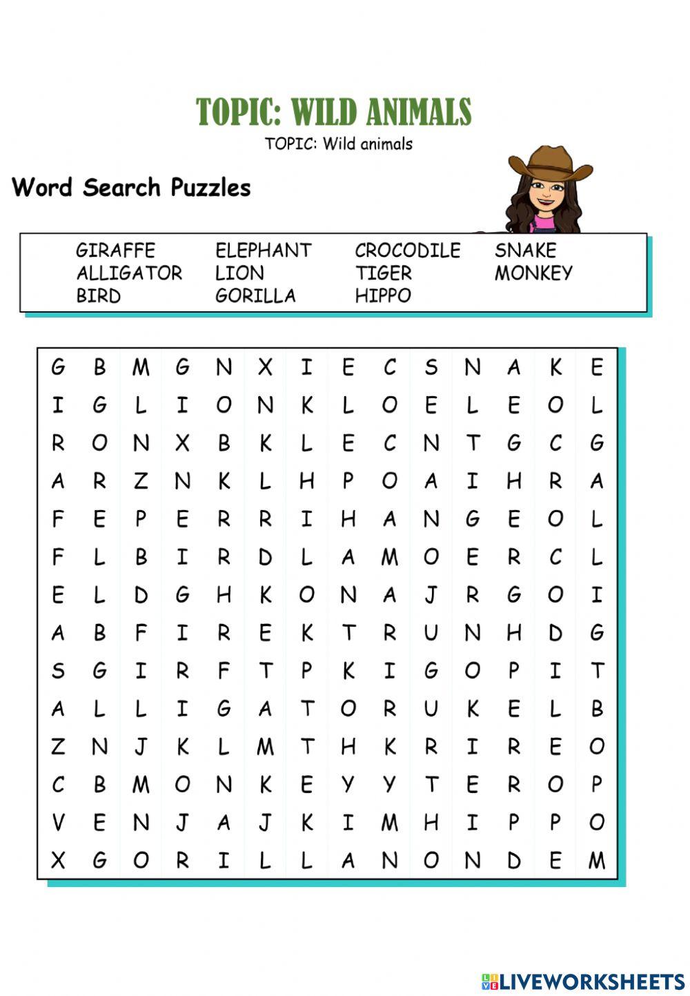 Wild animals online exercise for PRIMARIA | Live Worksheets