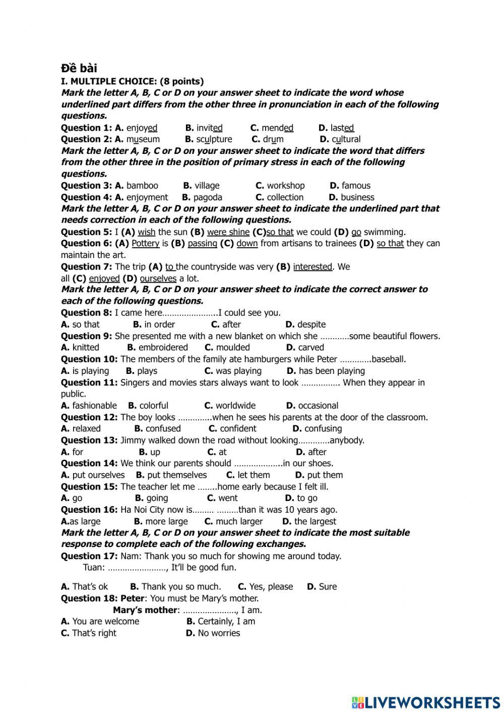 De4 worksheet | Live Worksheets