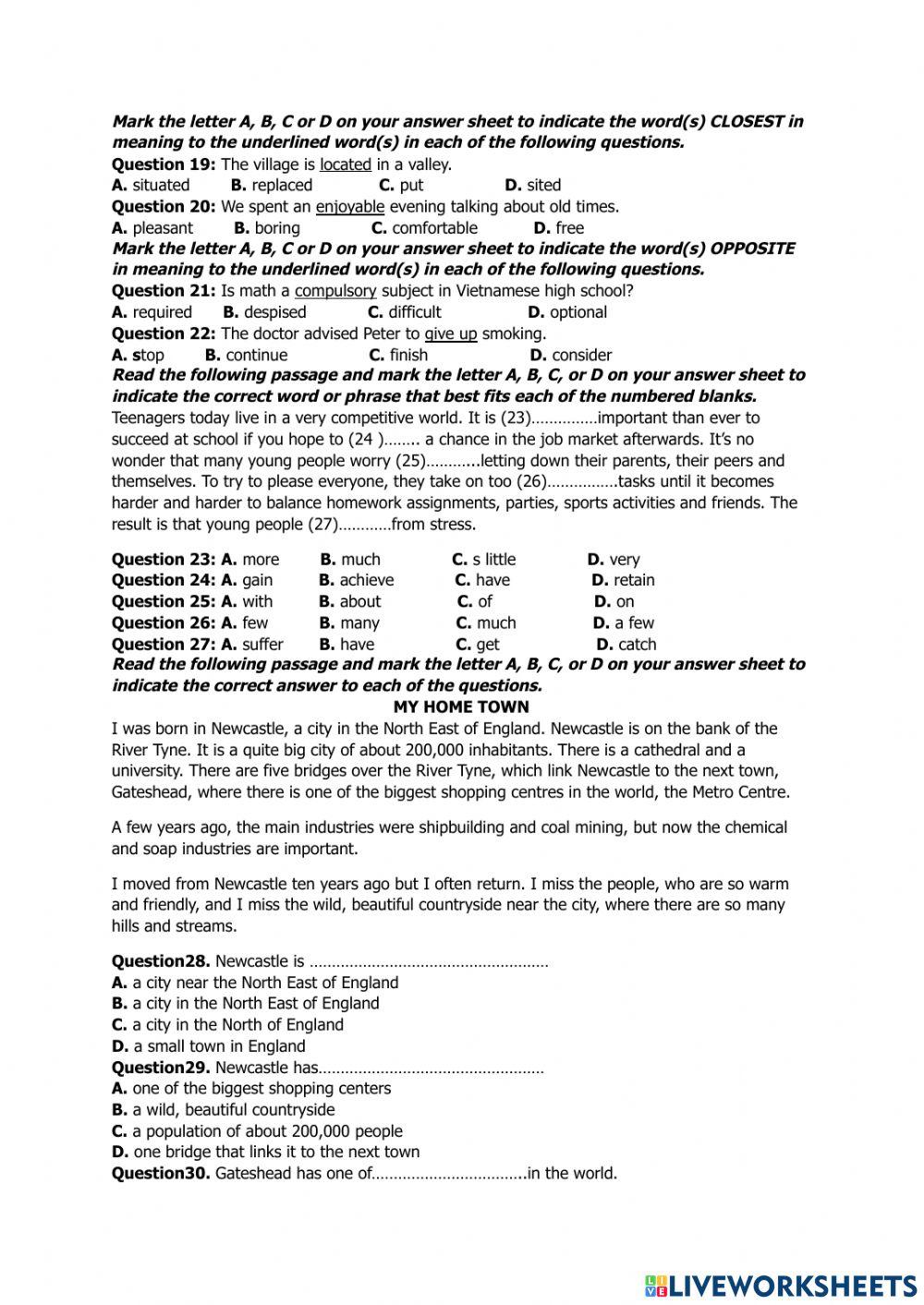 De4 worksheet | Live Worksheets