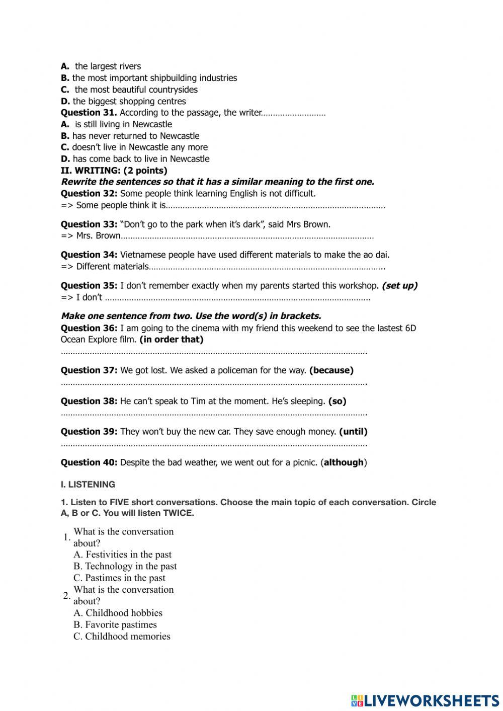 De4 worksheet | Live Worksheets