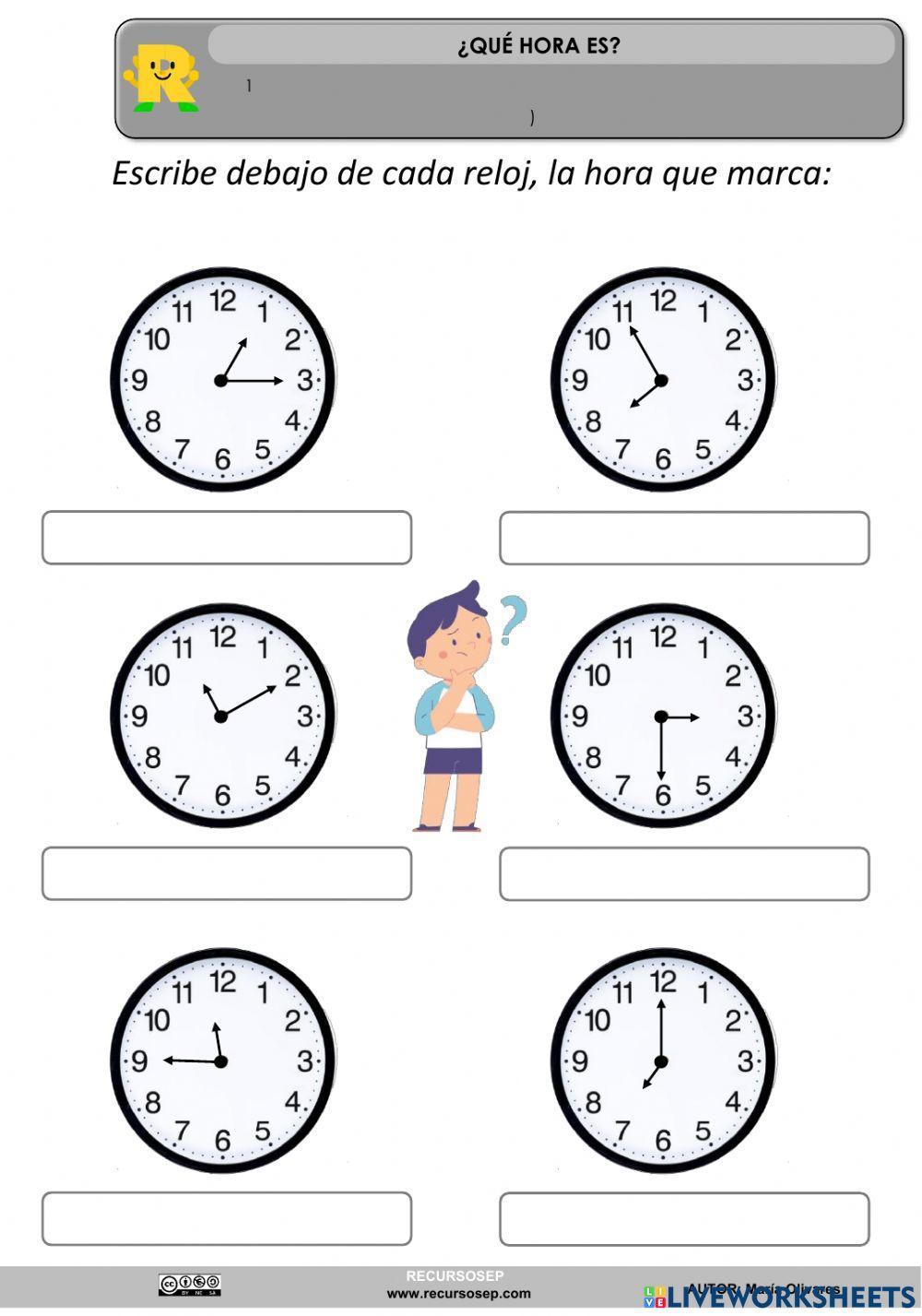 Relojes online activity for 5 años | Live Worksheets