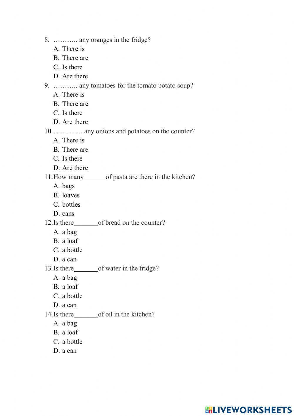 English1.1 - unit 10 worksheet | Live Worksheets