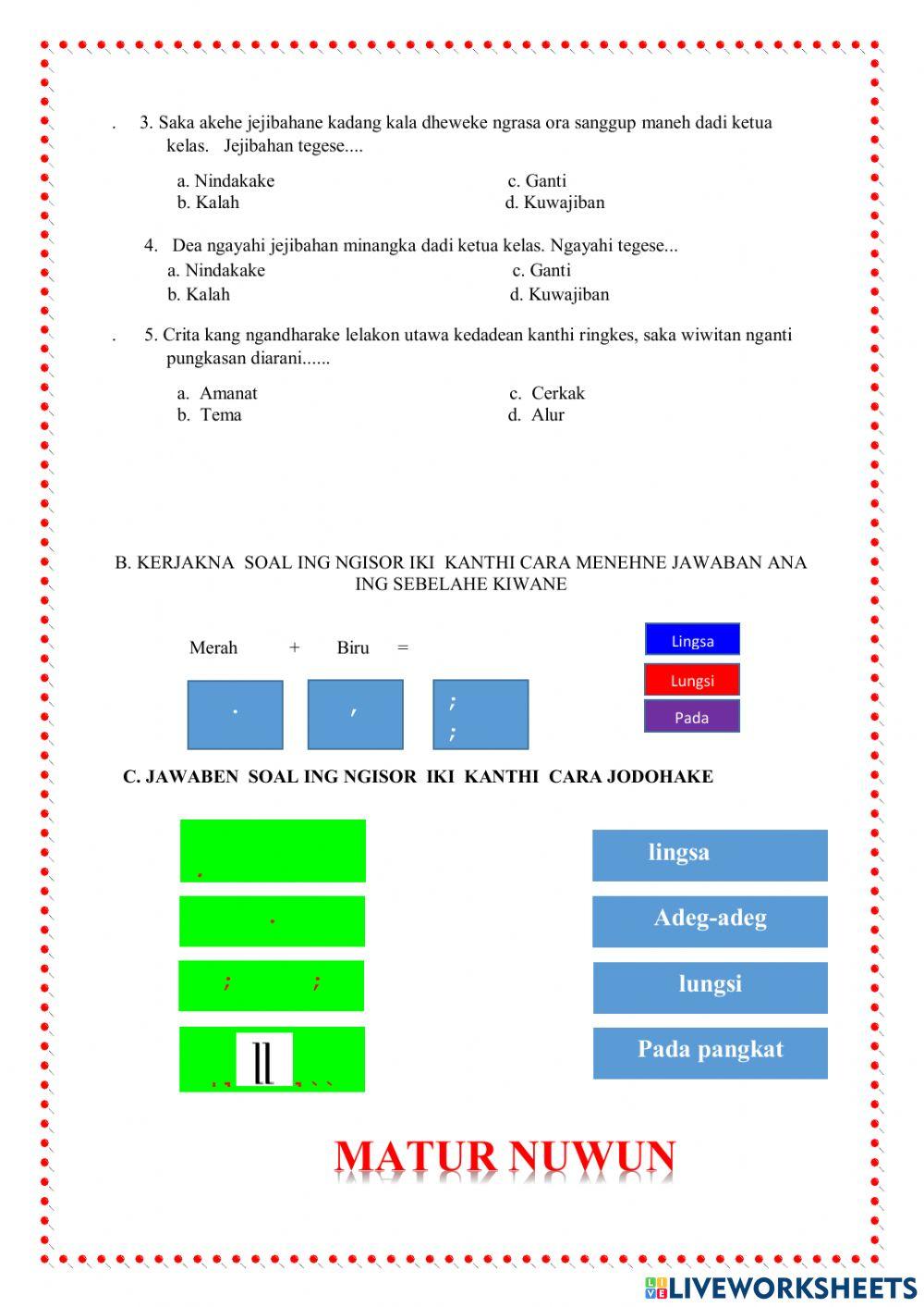 Teks cerkak worksheet | Live Worksheets
