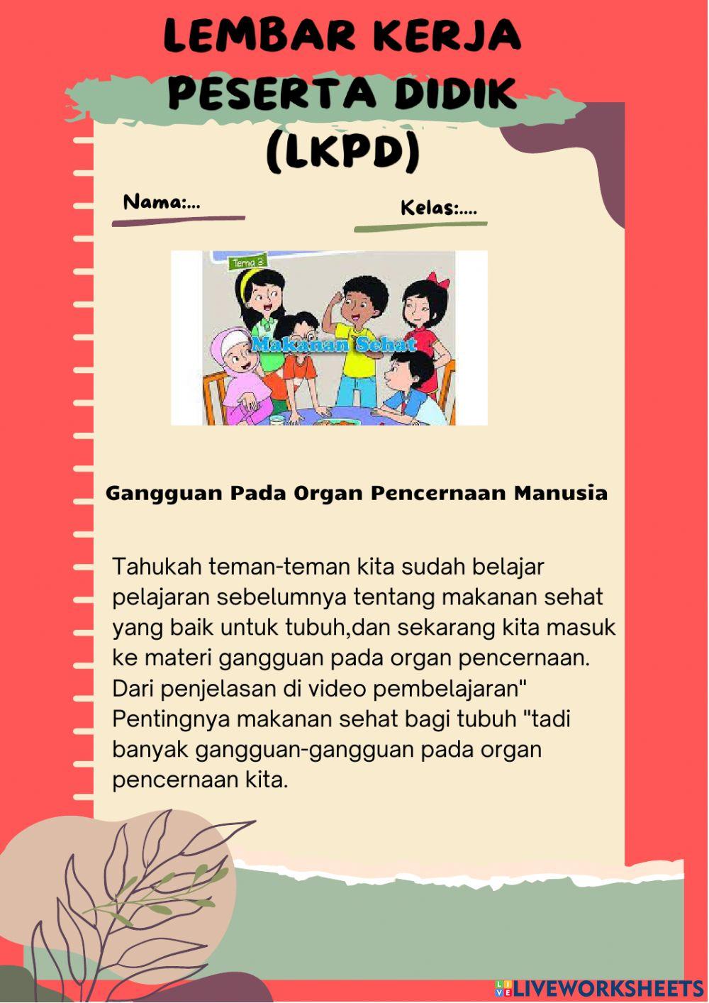 Lkpd 4 online worksheet for 5 | Live Worksheets