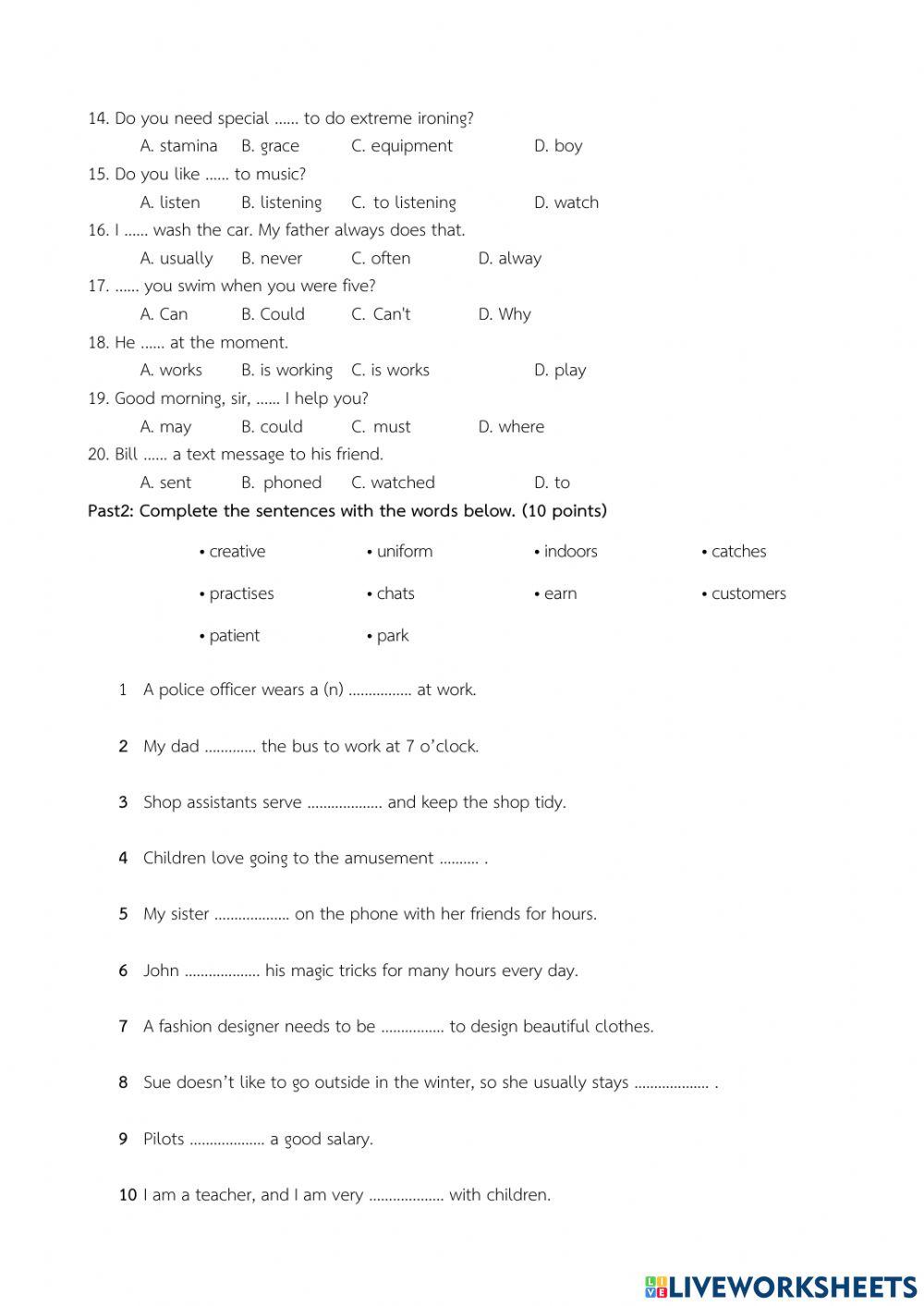 Eng interactive worksheet for 7 | Live Worksheets