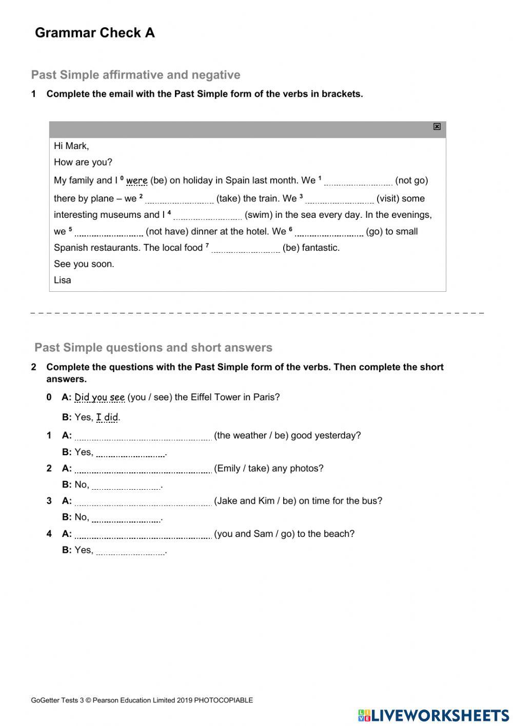 Past Simple 2459205 | Inan2000 | Live Worksheets