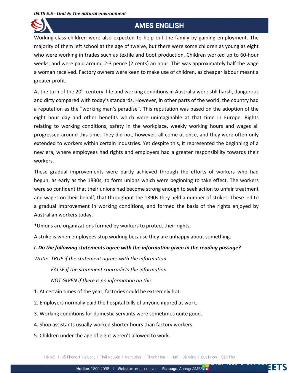 unit 6-reading | Free Interactive Worksheets | 6908041