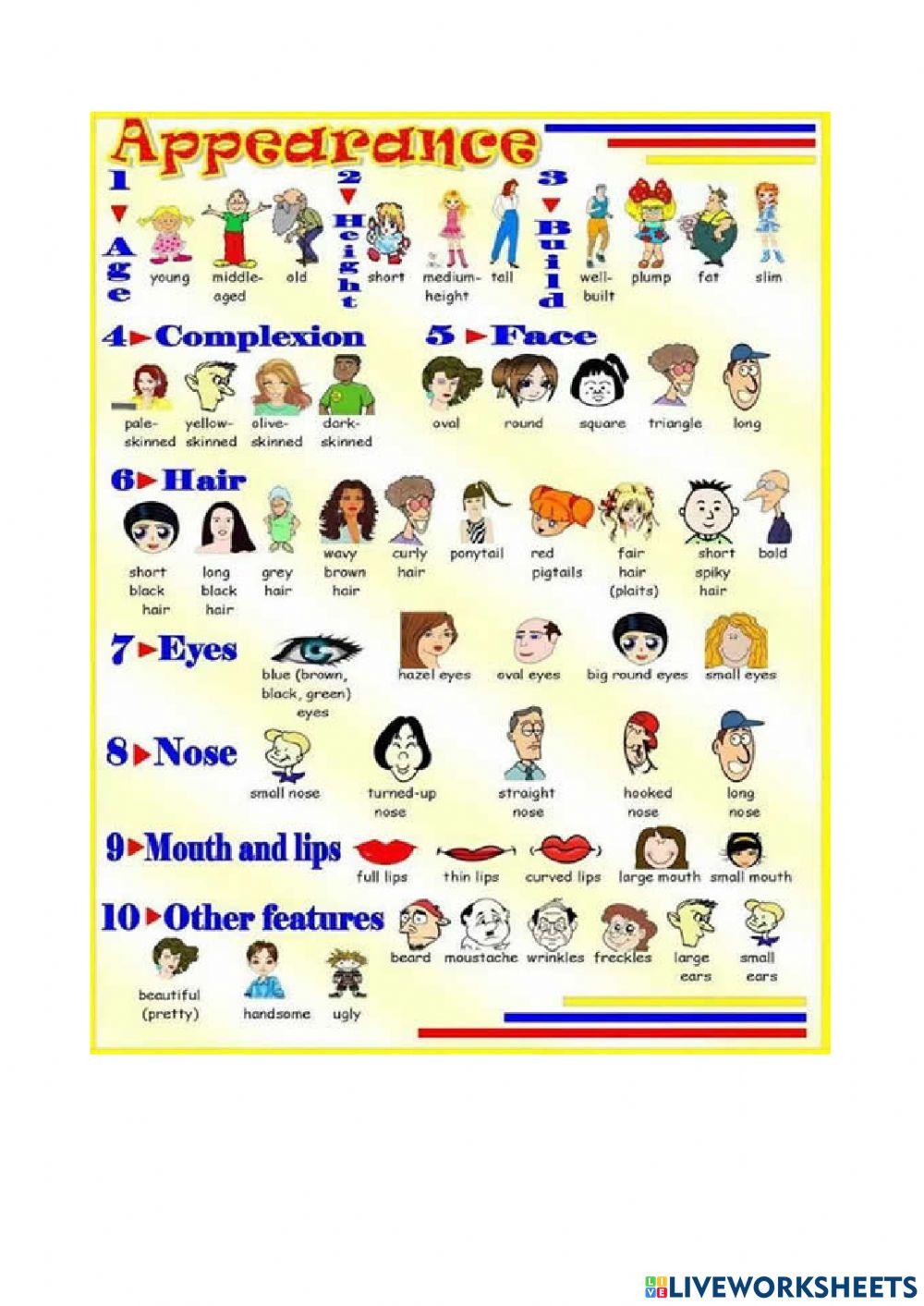 Appearance 2184224 | mglara | LiveWorksheets