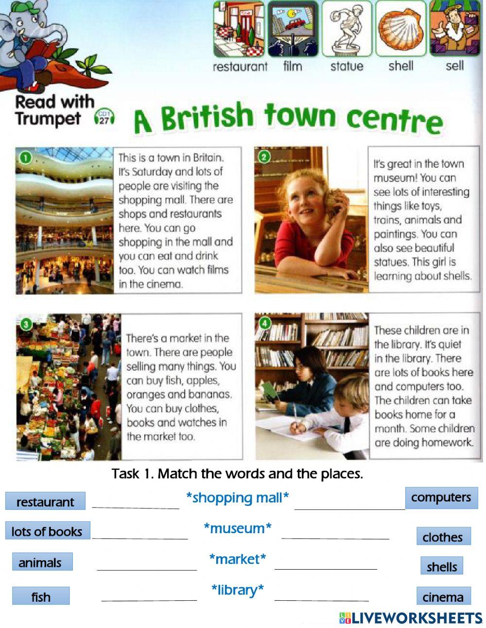 British Town Centre worksheet | Live Worksheets
