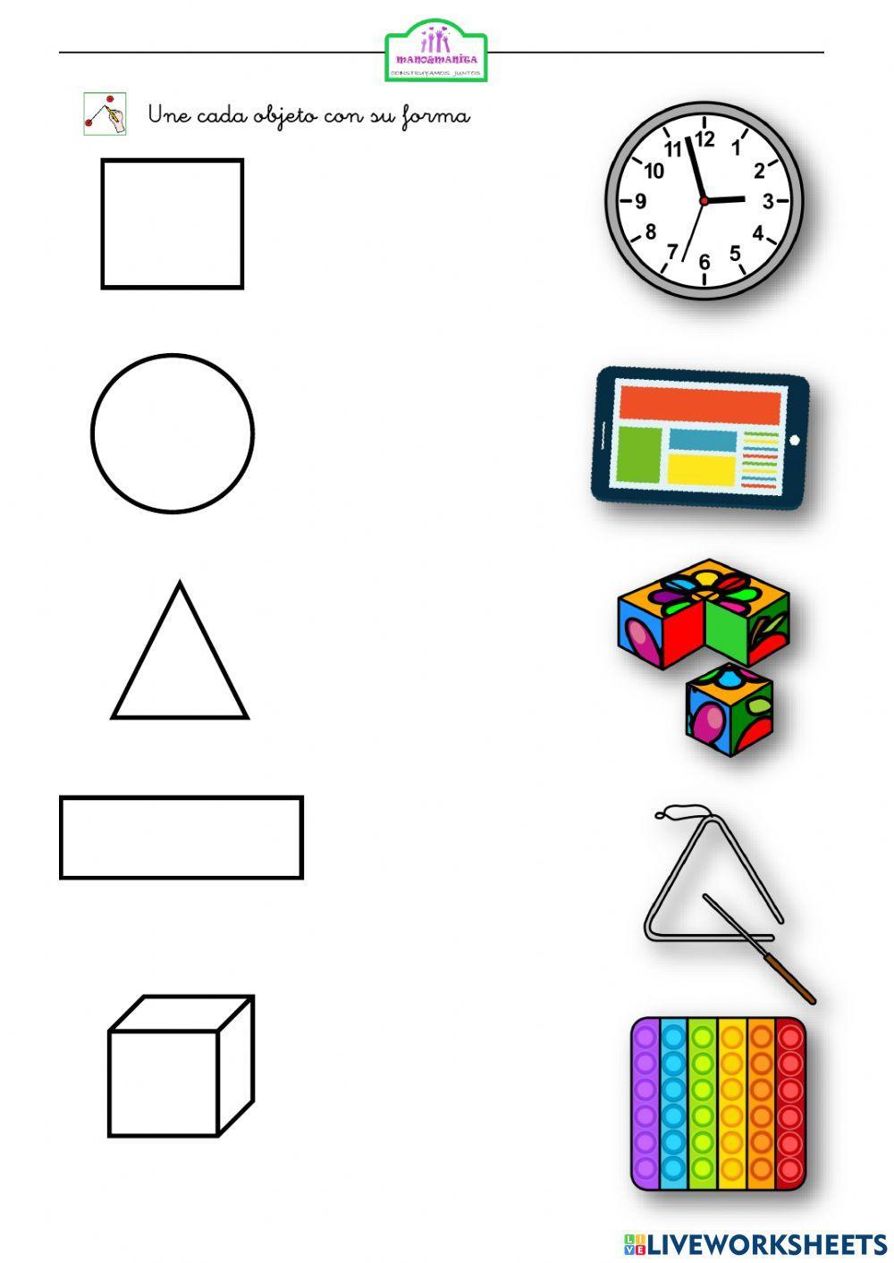 Las formas en el cole 2184353 | C_Rojo | Live Worksheets