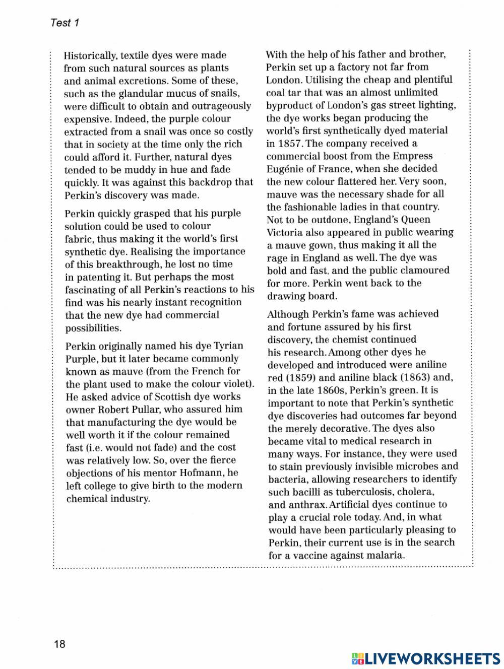 IELTS MINI TEST READING SKILLS Online Exercise For Live Worksheets ielts-mini-test-reading-skills-online-exercise-for-live-worksheets