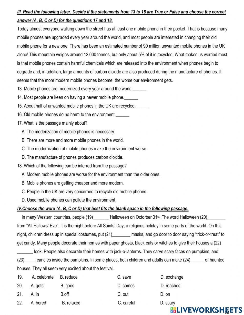 NoiDung-De01 worksheet | Live Worksheets