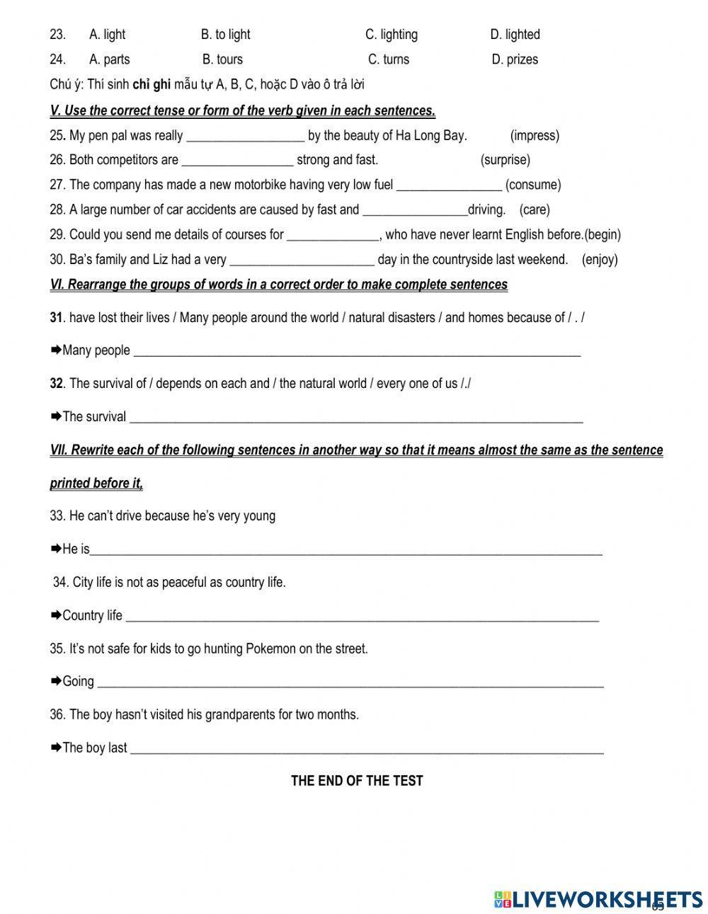 NoiDung-De01 worksheet | Live Worksheets