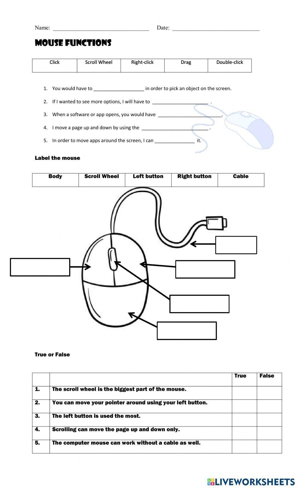 Grade1 Operating A Mouse Worksheet Live Worksheets, 44% OFF