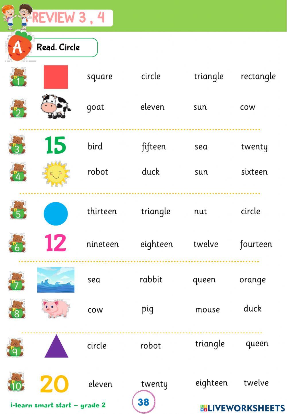 Grade 2 - review unit 3&4 worksheet | Live Worksheets