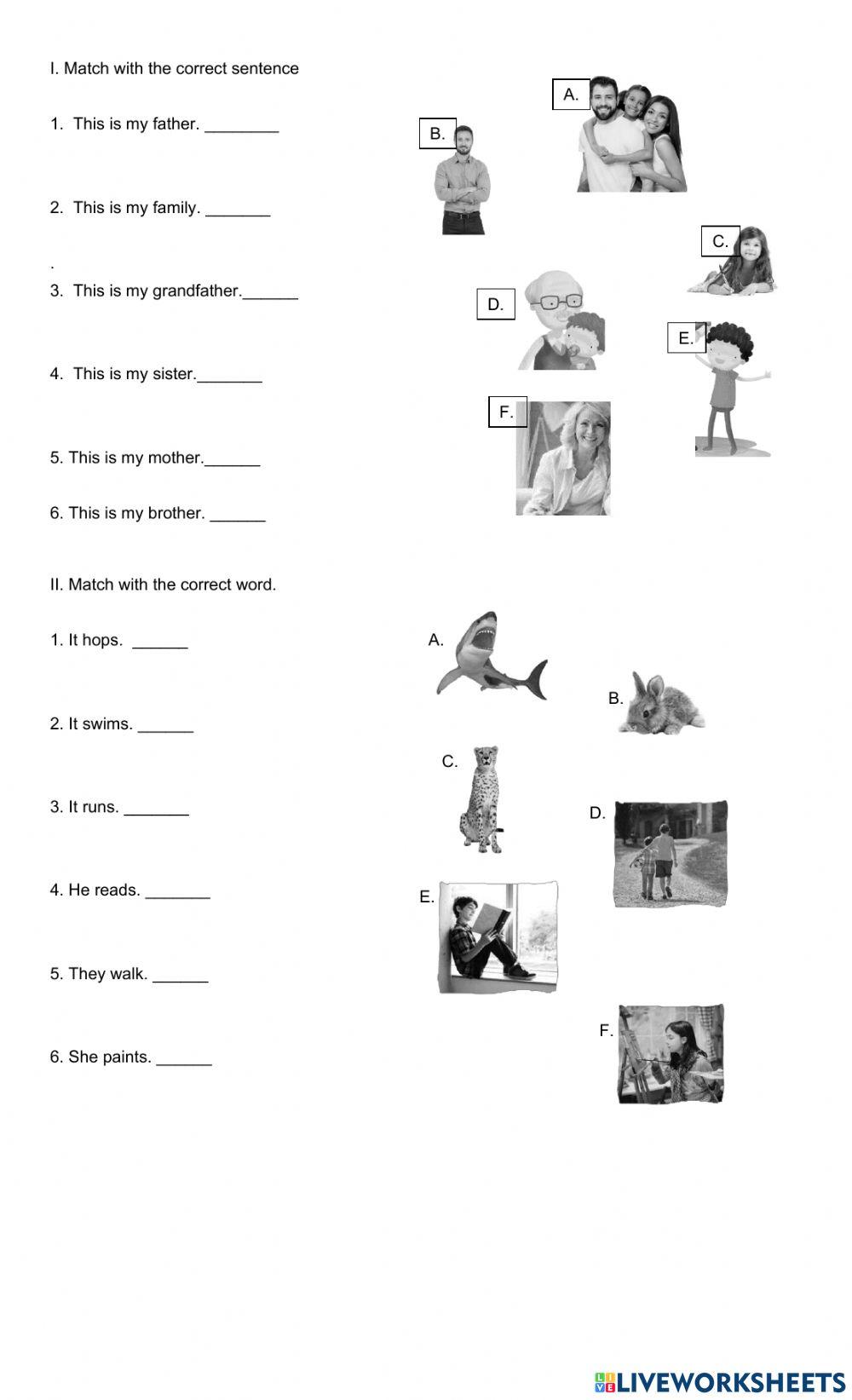 Family & Verbs | Free Interactive Worksheets | 2185194