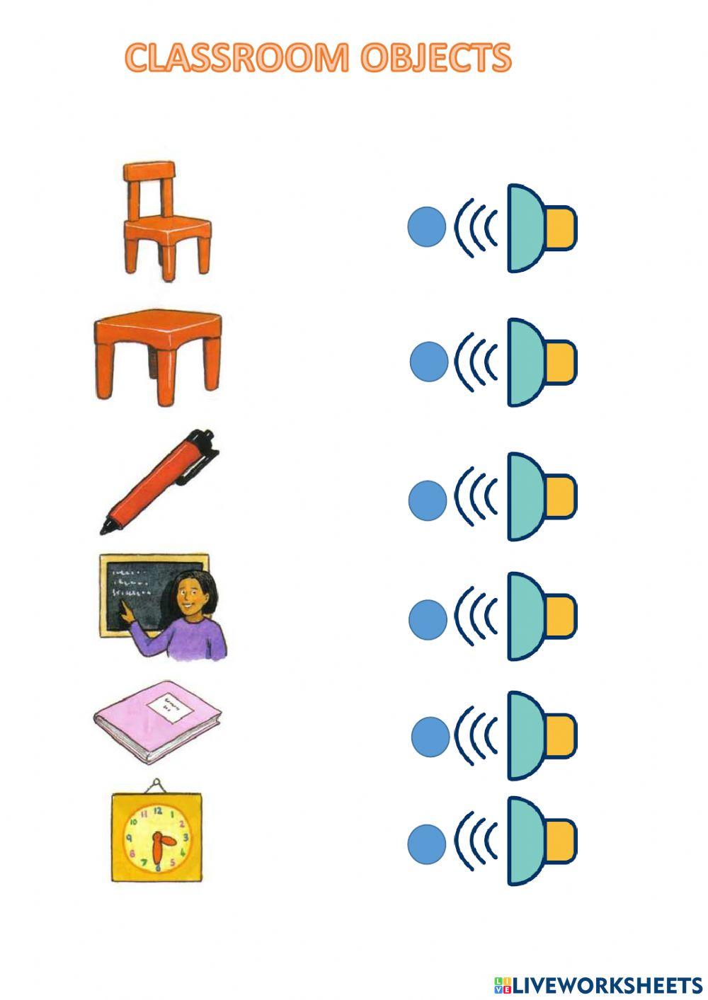 Classroom objects | LiveWorksheets | 2185191