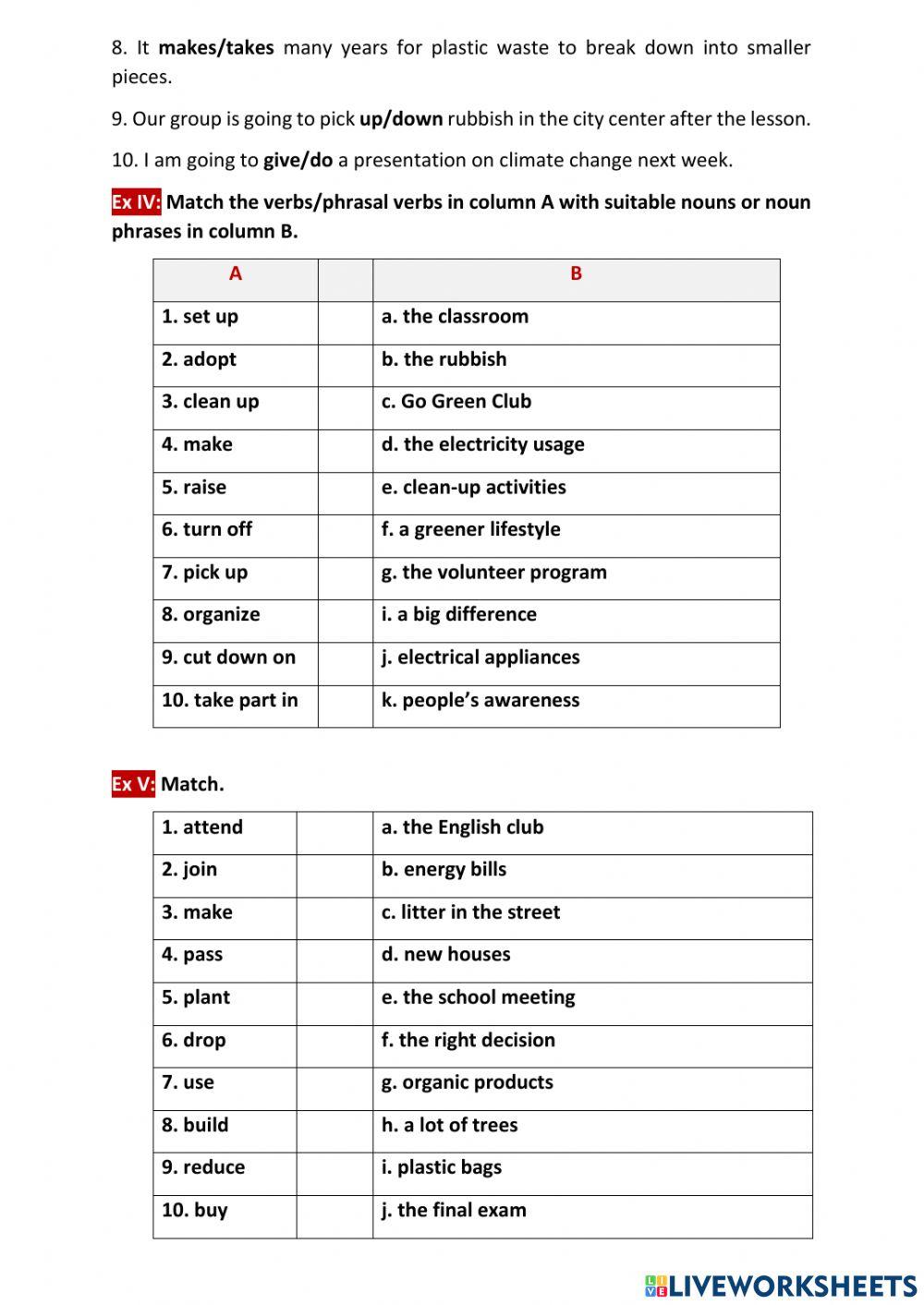 REVISION VOCABULARY OF UNIT 2 GRADE 10 online exercise for | Live ...