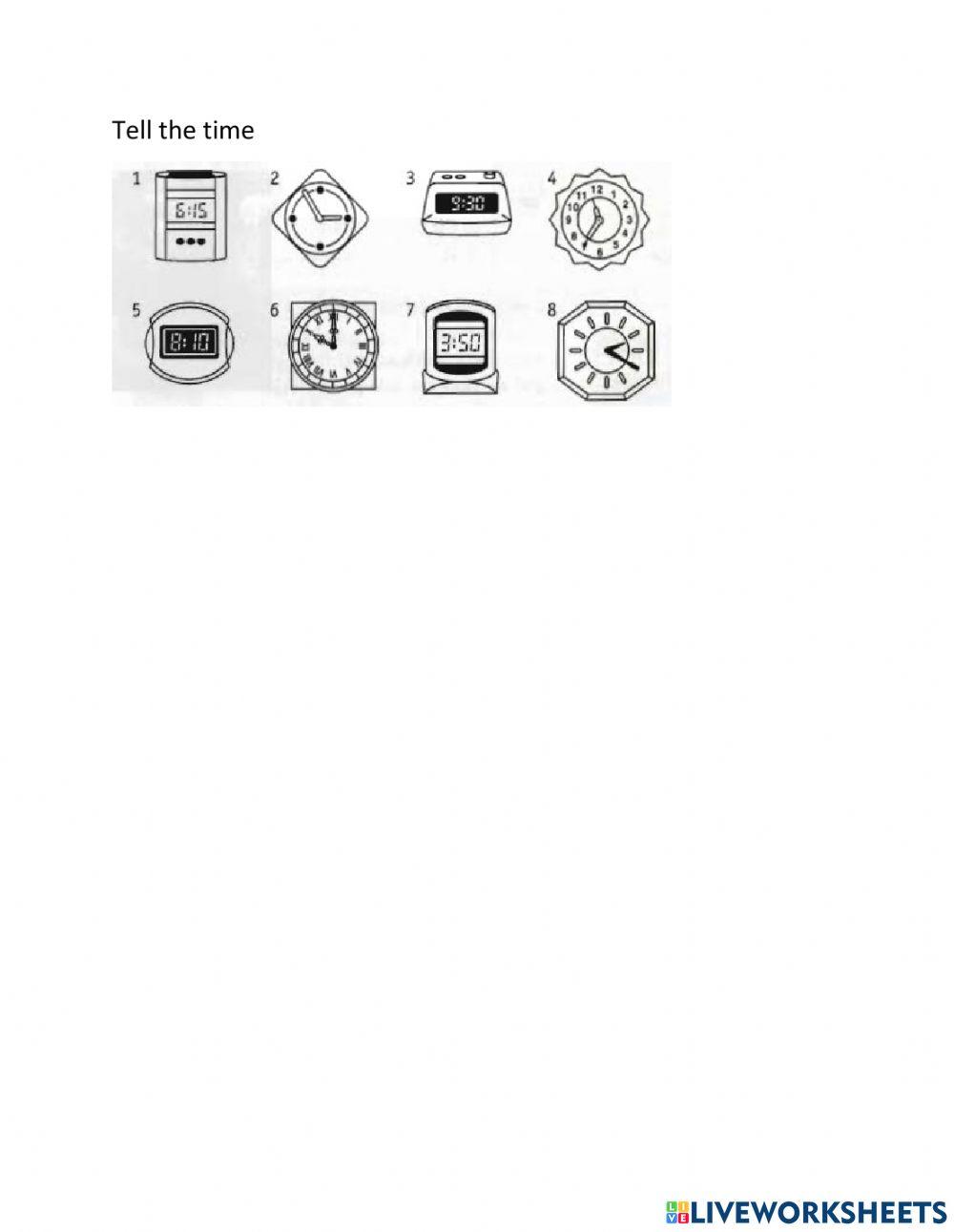 Time online exercise for 6 | Live Worksheets