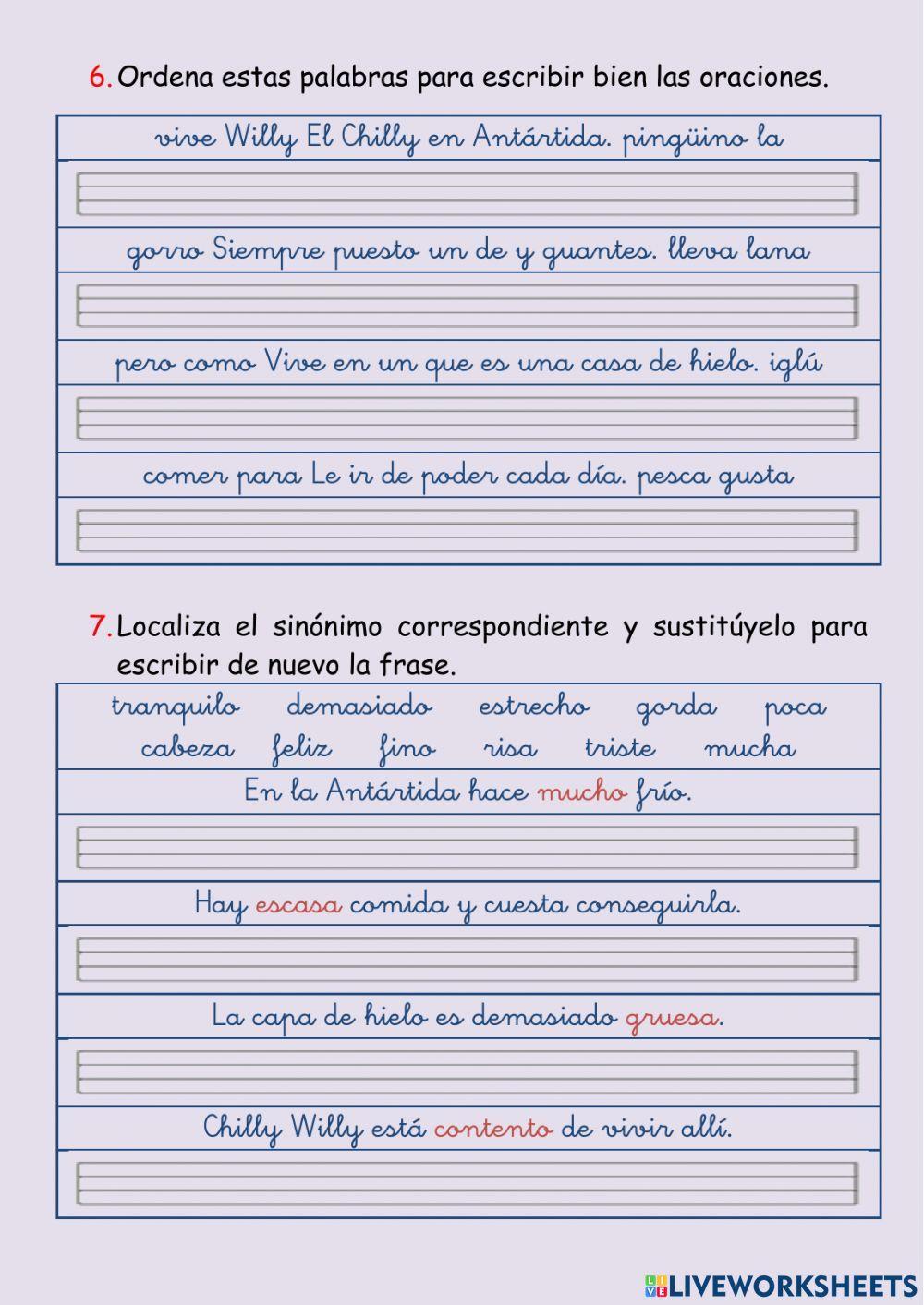 El pingüino Chilly Willy worksheet | Live Worksheets