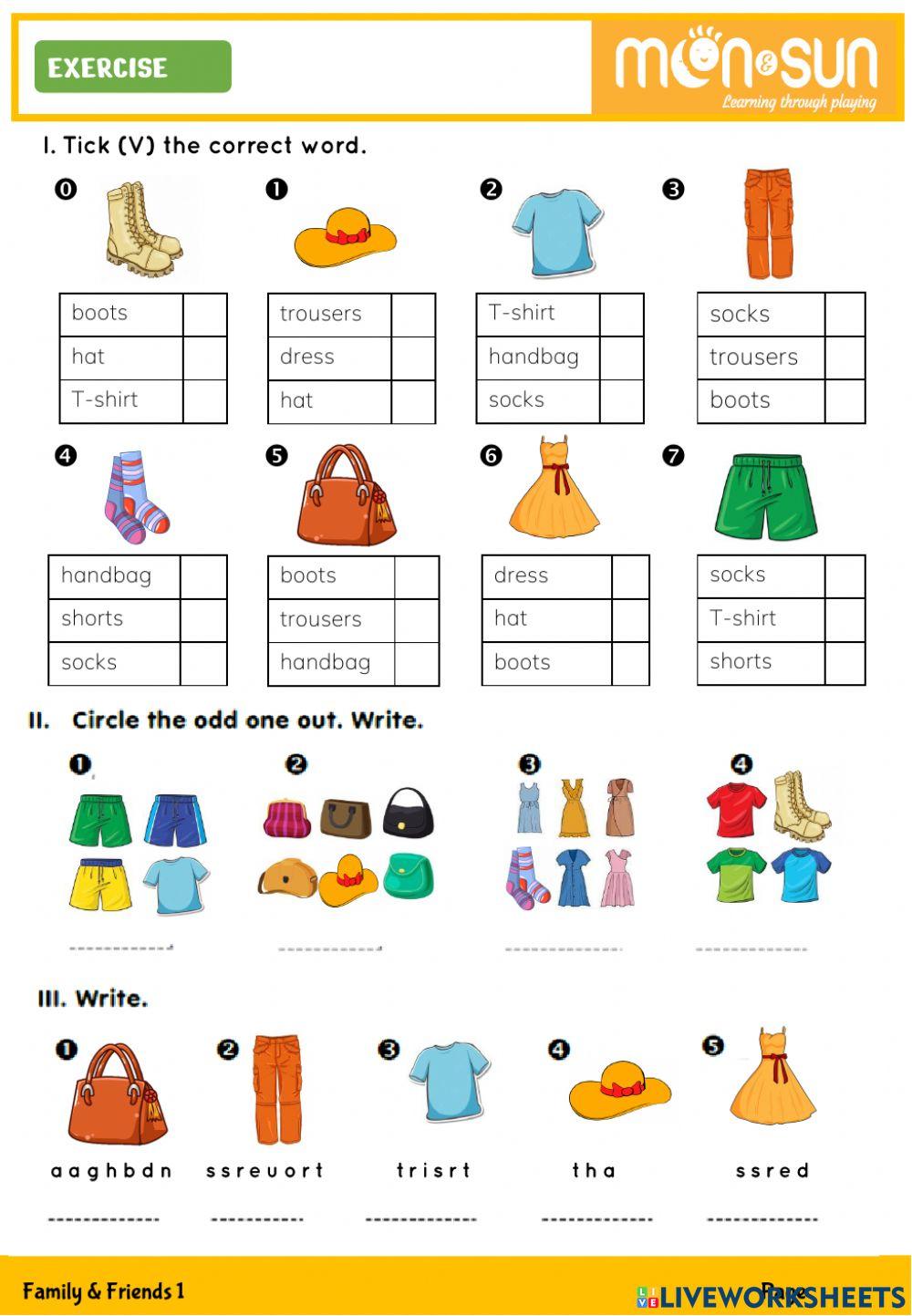 Wb clothes - lesson 1 worksheet | Live Worksheets