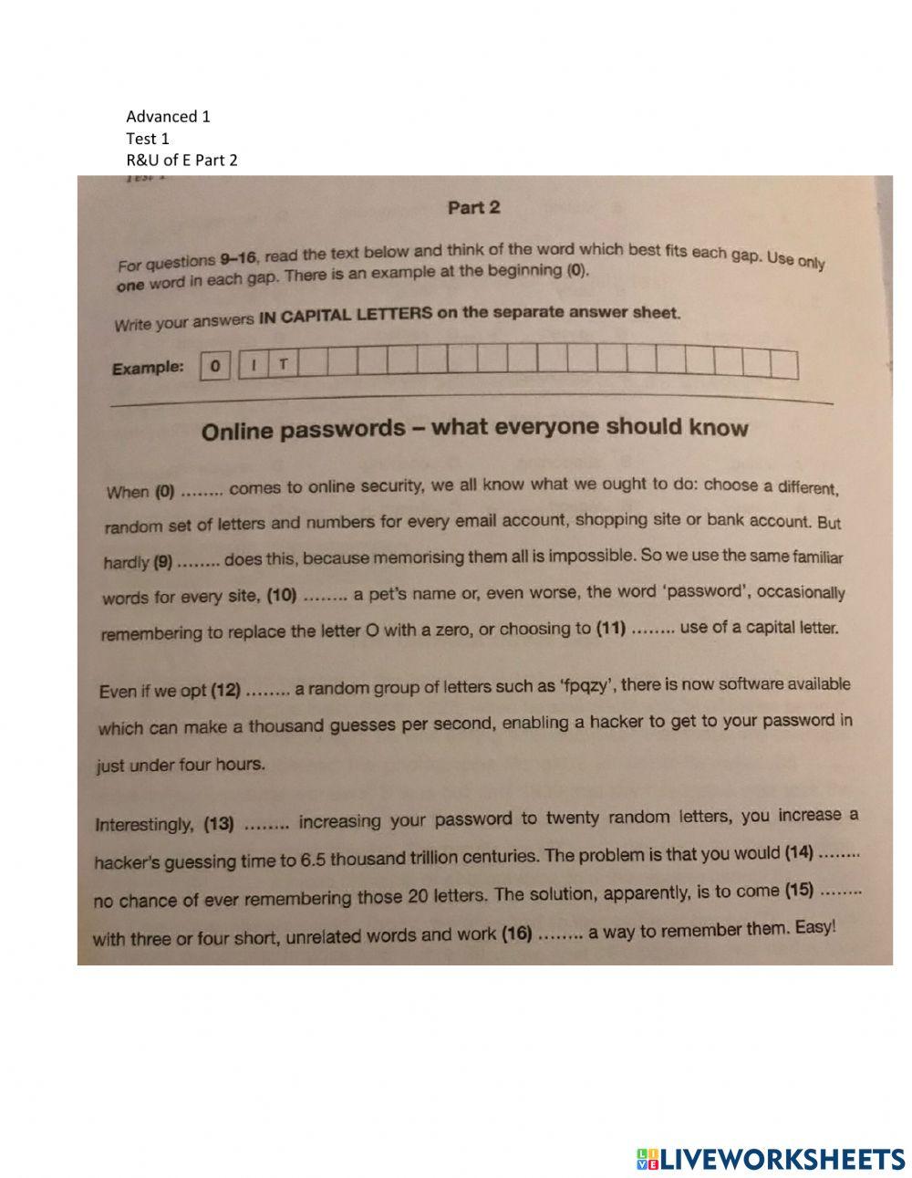 2186014 | CAE R&U of E Part 2 Practice- Advanced 1-T1