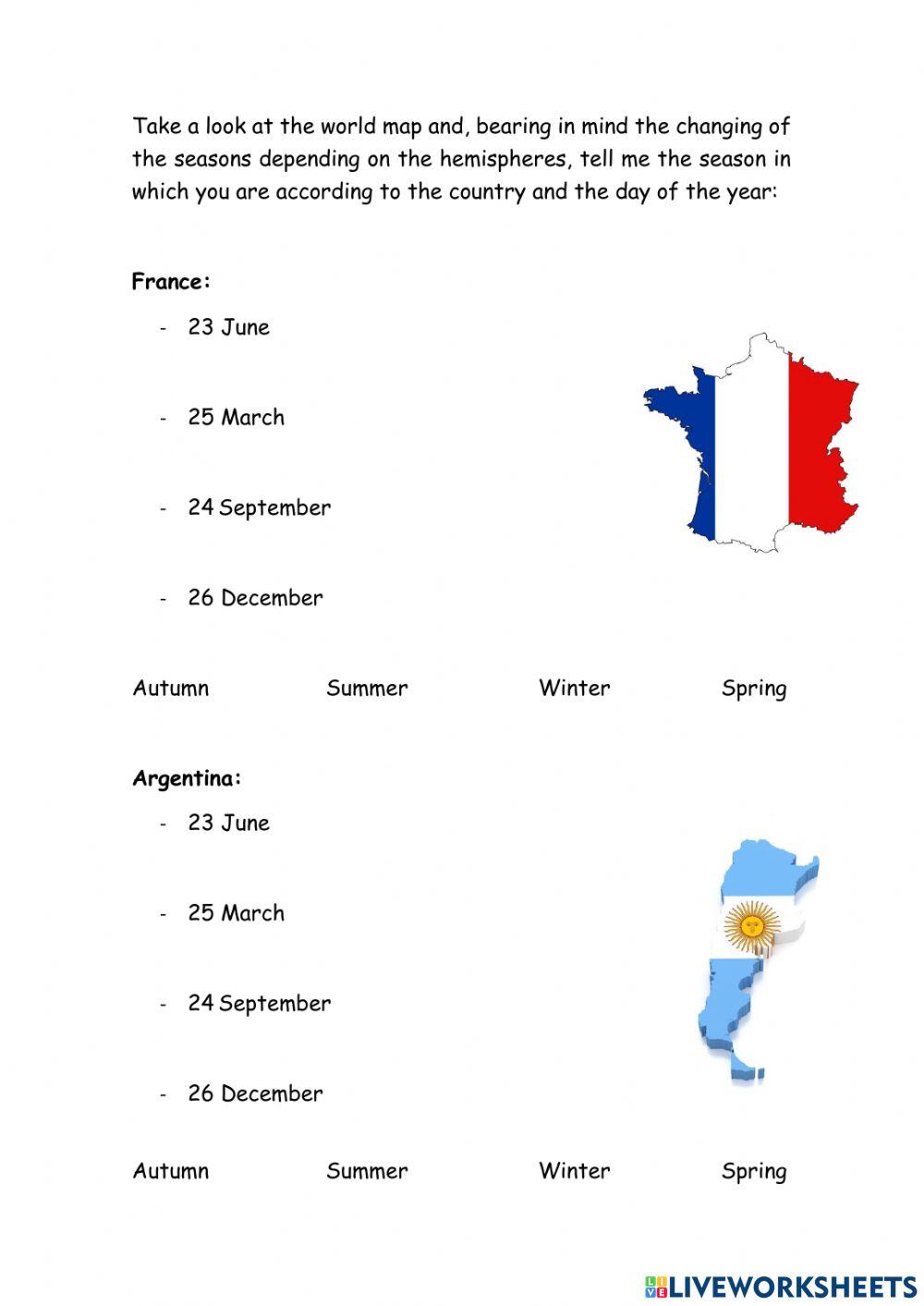 Seasons online exercise for 4 | Live Worksheets