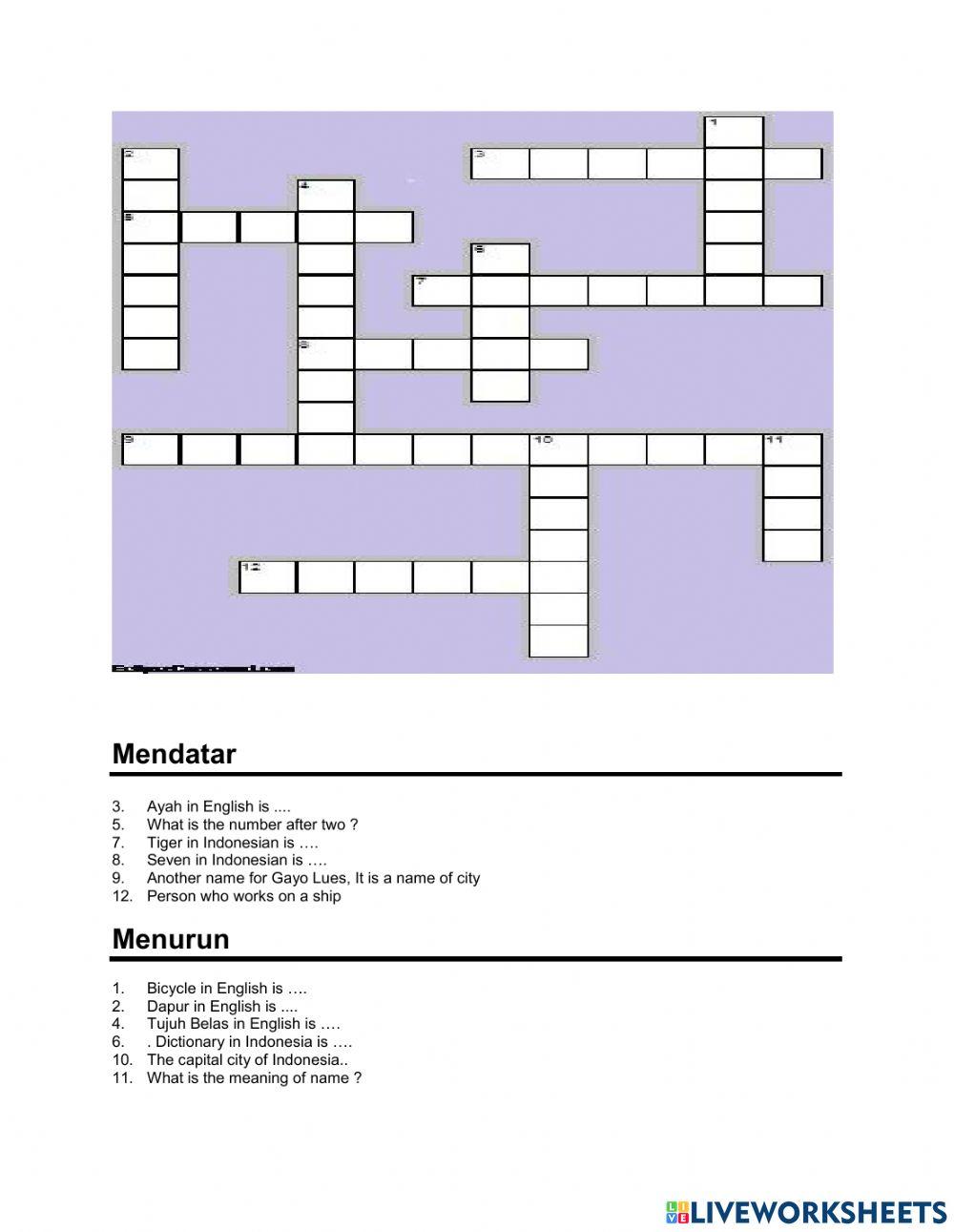 English puzzle online activity | Live Worksheets