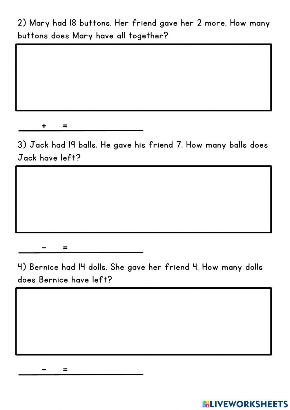 Word sums activity for 1 | Live Worksheets