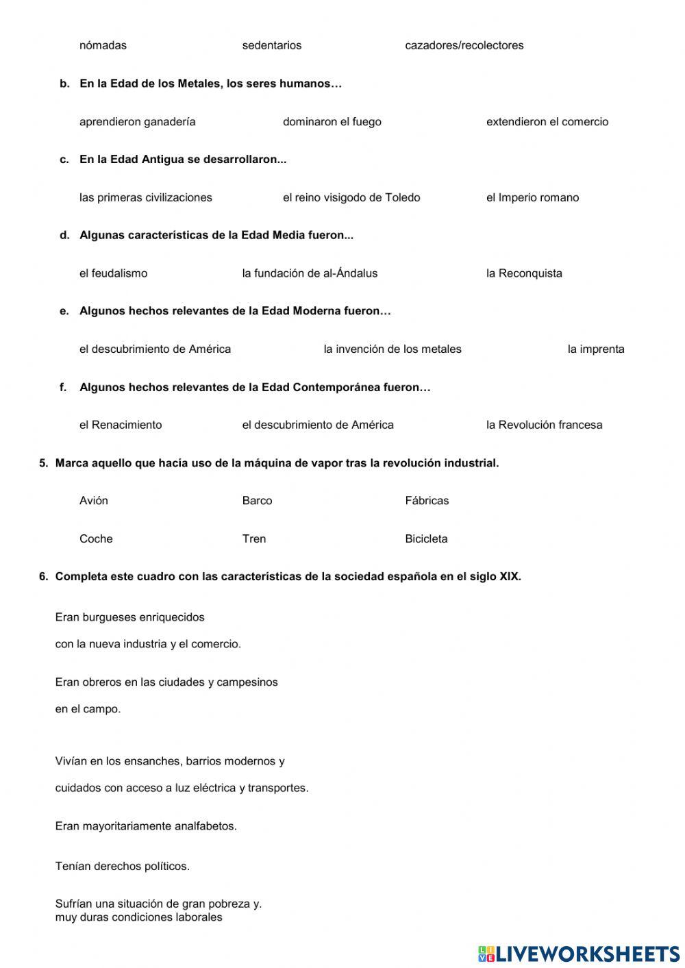 HISTORIA siglos… | Social Studies Worksheets | 6908625