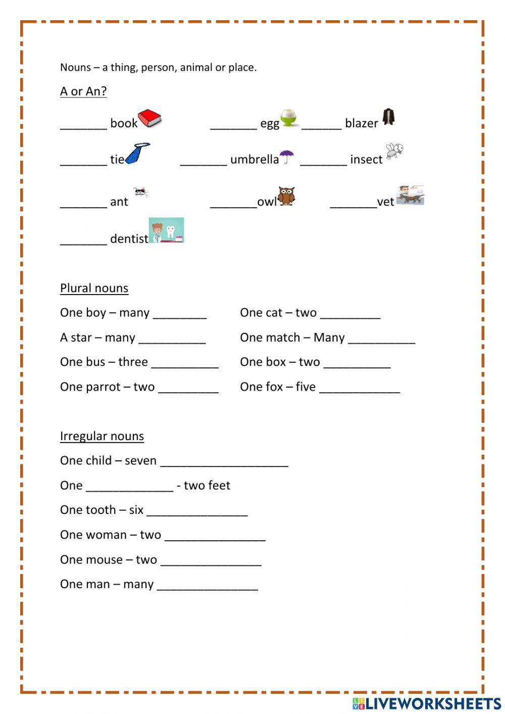 Nouns online exercise for 5 | Live Worksheets