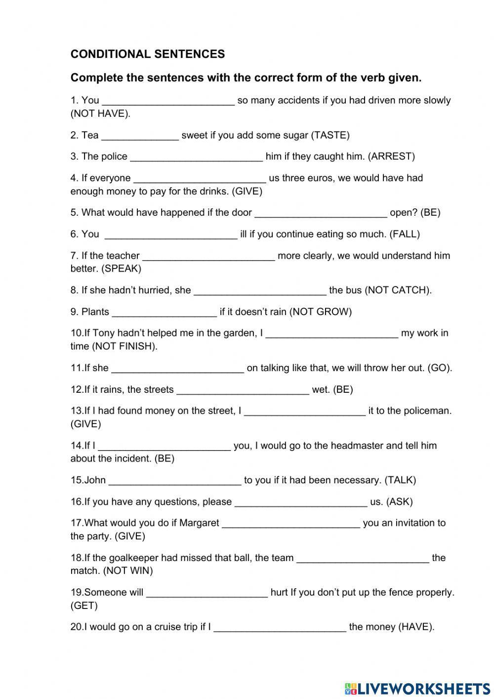 Conditional (0,… | Free Interactive Worksheets | 2187303