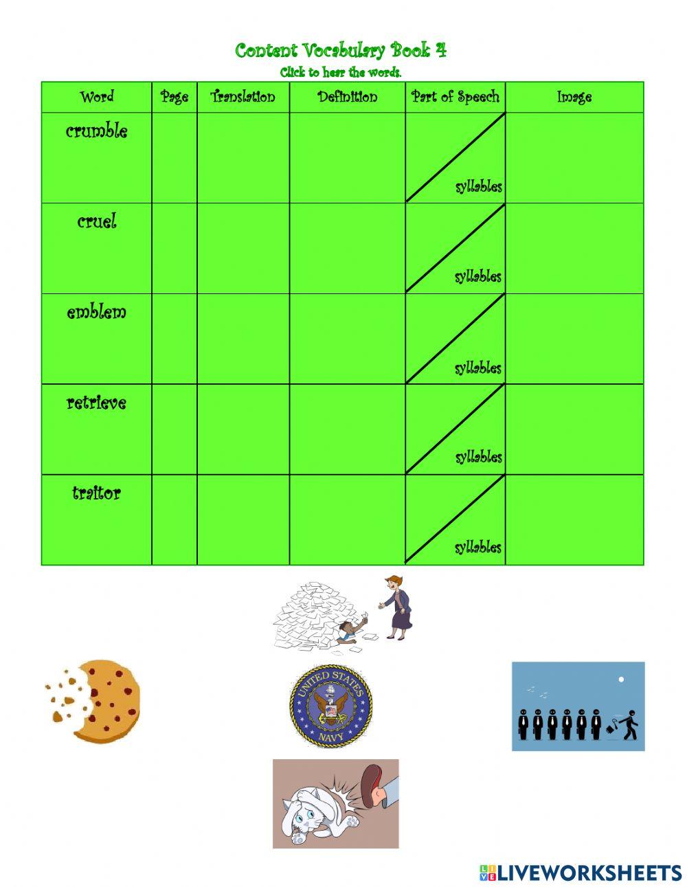Faerieground Content Vocab 4 worksheet | Live Worksheets