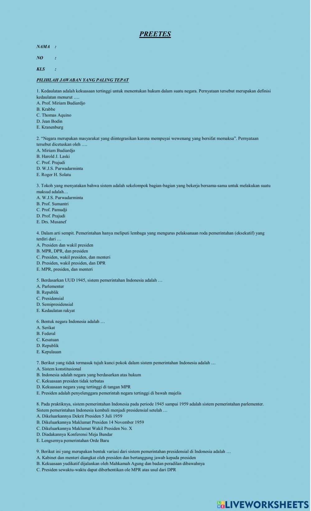 Preetes worksheet | Live Worksheets