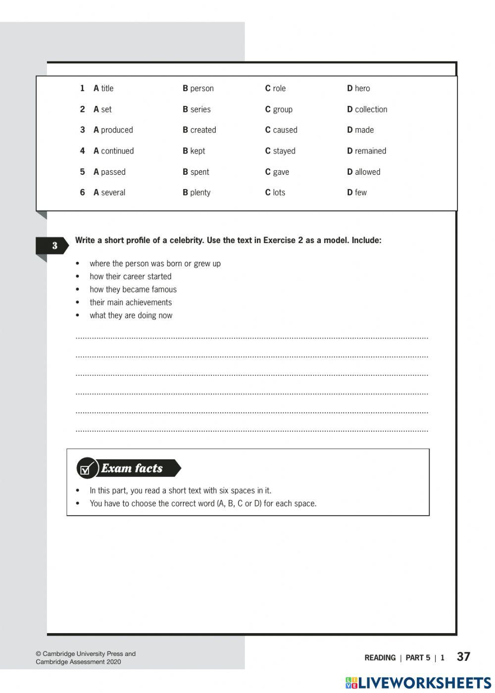 PET READING Par… | Free Interactive Worksheets | 5362954