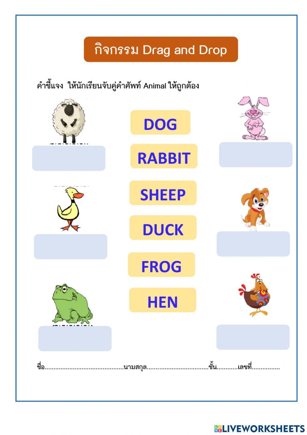 Animals online exercise for grade 6 | Live Worksheets