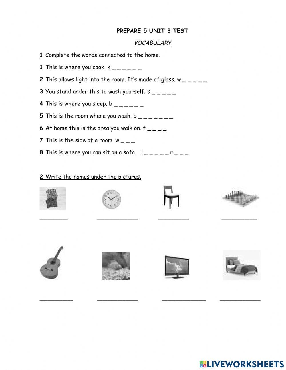 Prepare 5 Unit 3 online exercise for | Live Worksheets