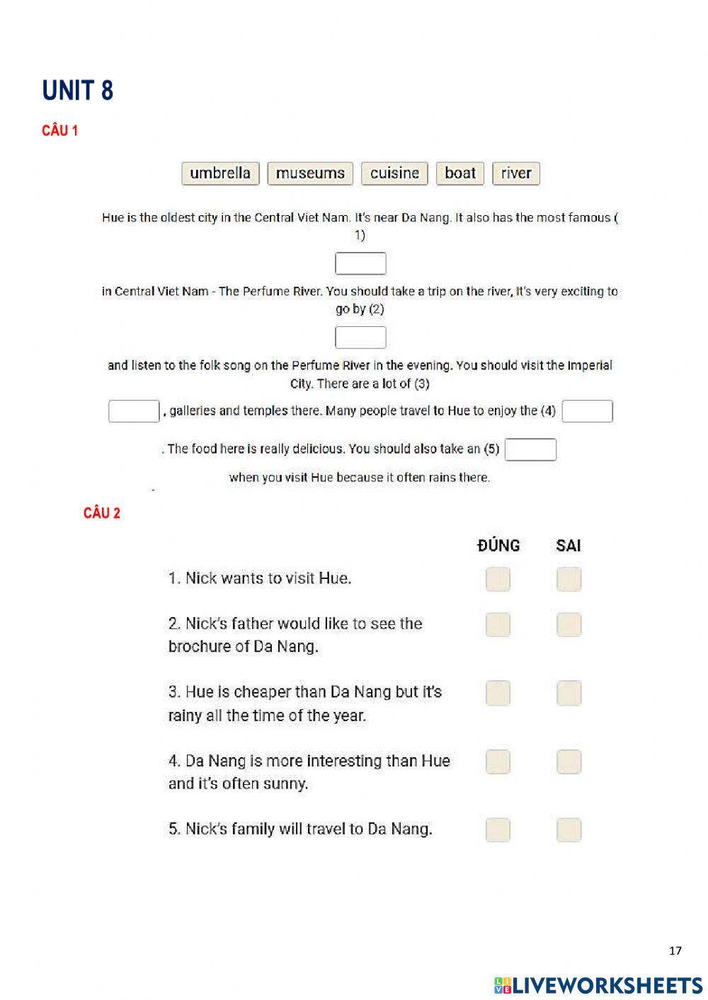 Practice-Listening-Unit 8 worksheet | Live Worksheets