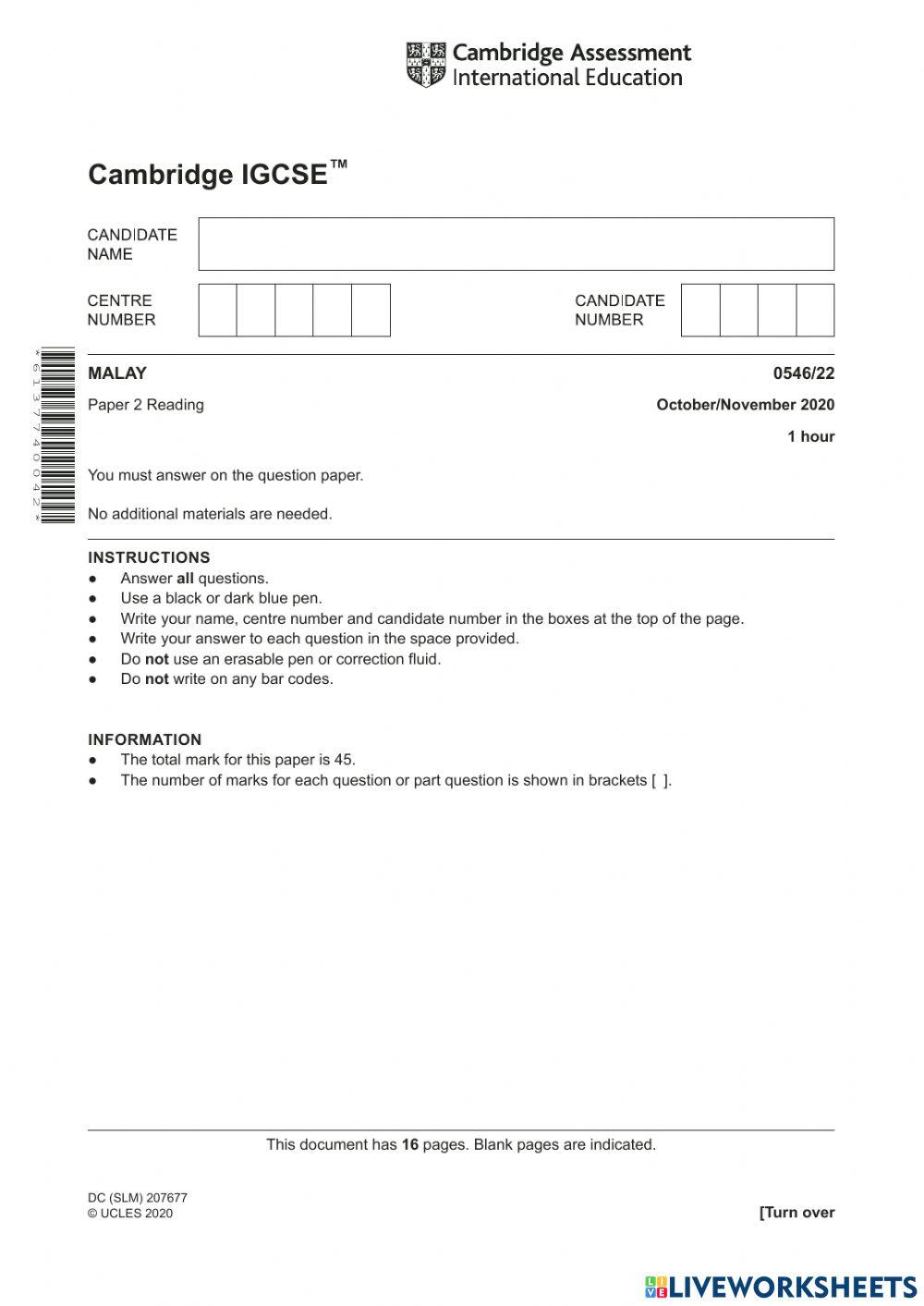 Igcse | Free Interactive Worksheets | 2188017