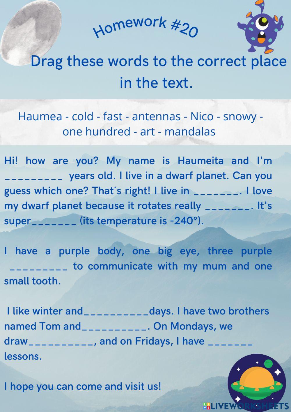 Homework 20 2188039 | Rocío | Live Worksheets