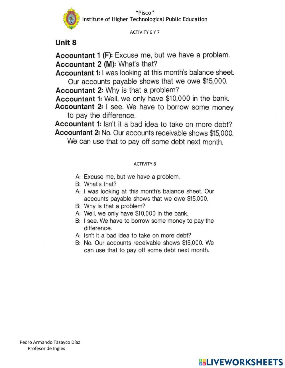 Balance sheets | Free Interactive Worksheets | 2188193