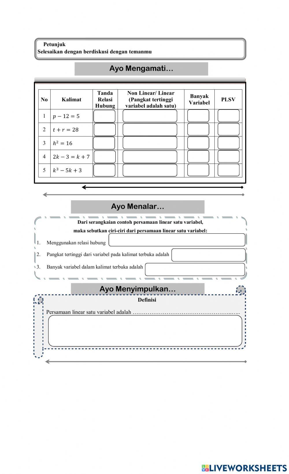 Asesmen plsv worksheet | Live Worksheets