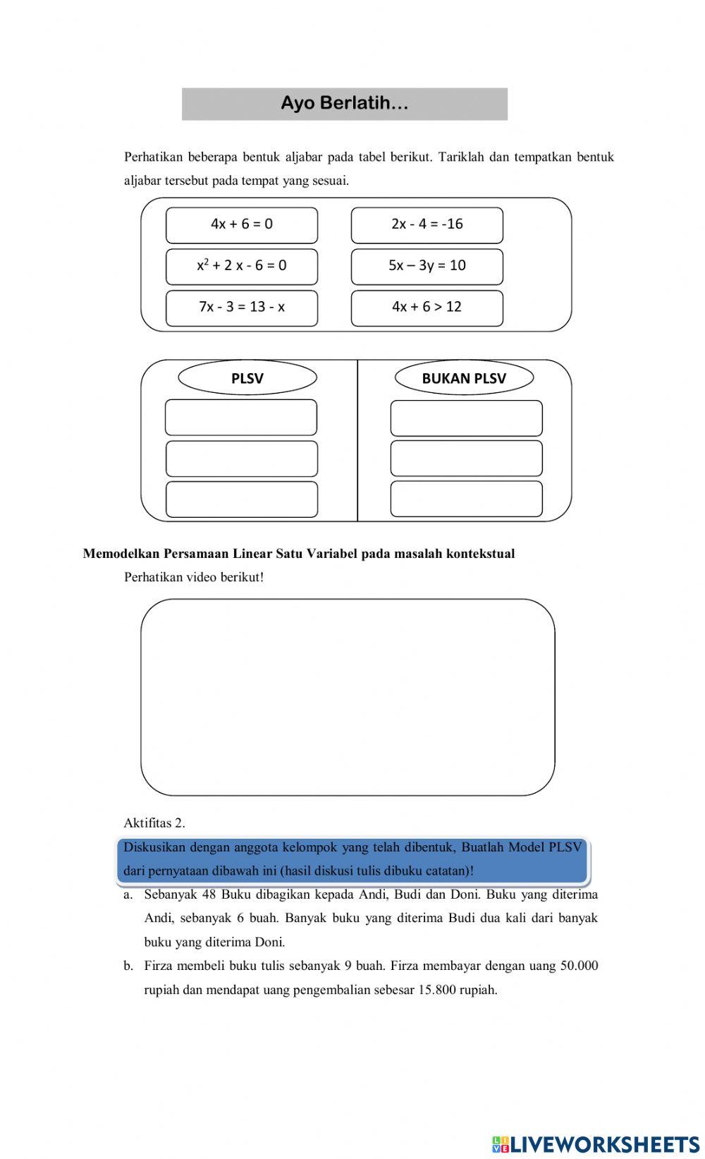Asesmen plsv worksheet | Live Worksheets