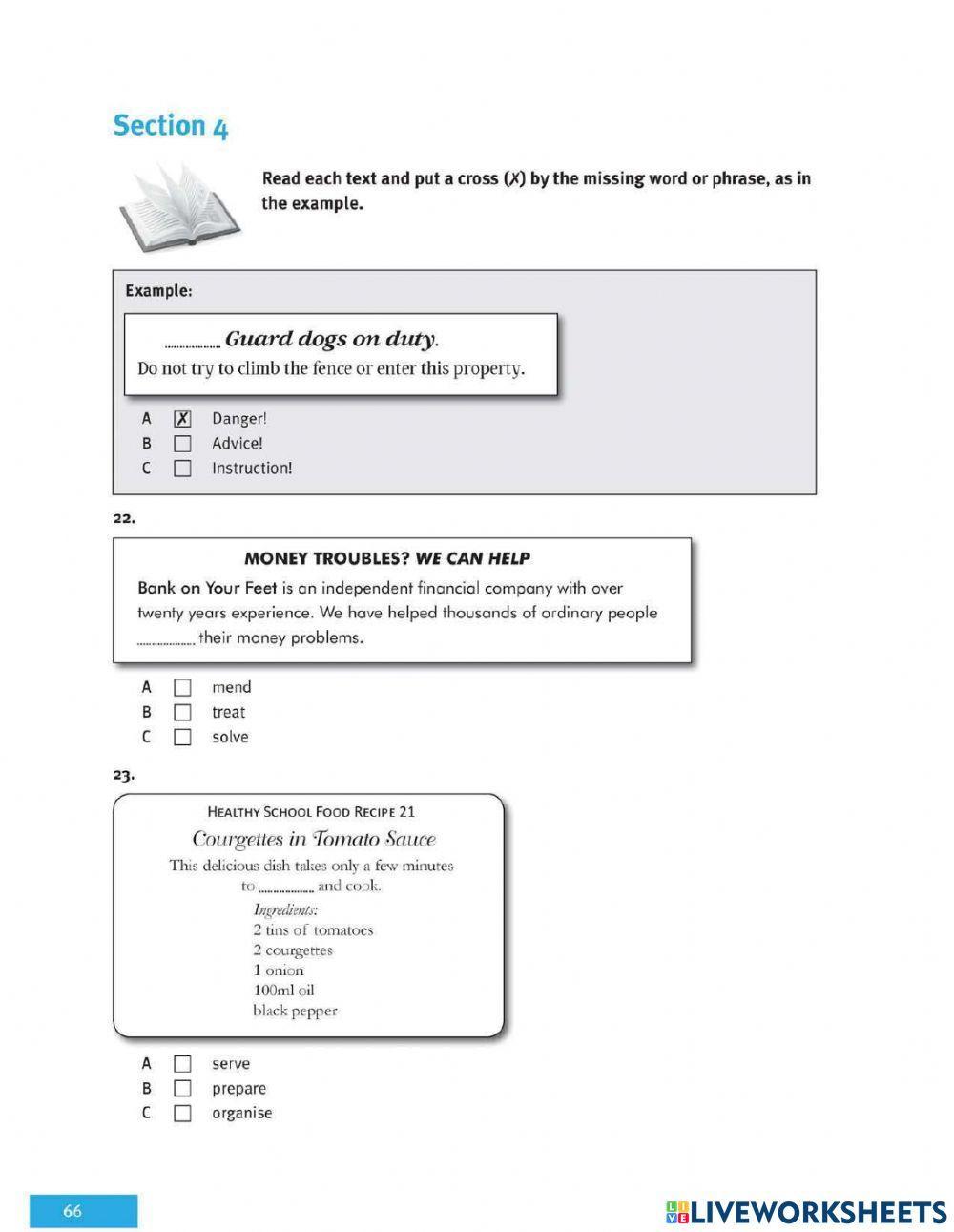 Practice test three worksheet | Live Worksheets