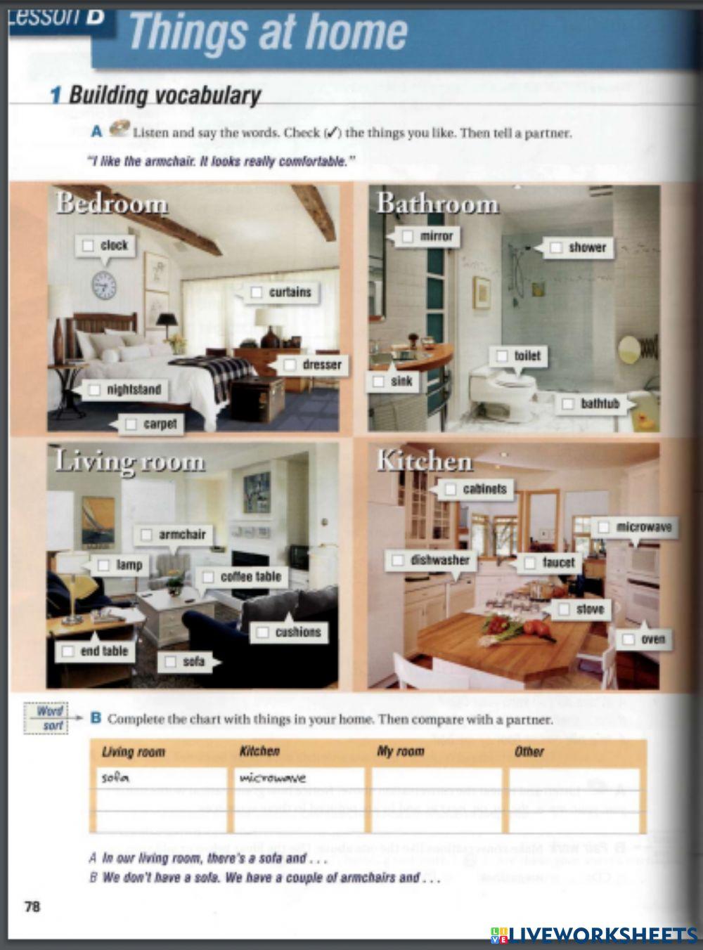 Things at home online exercise | Live Worksheets