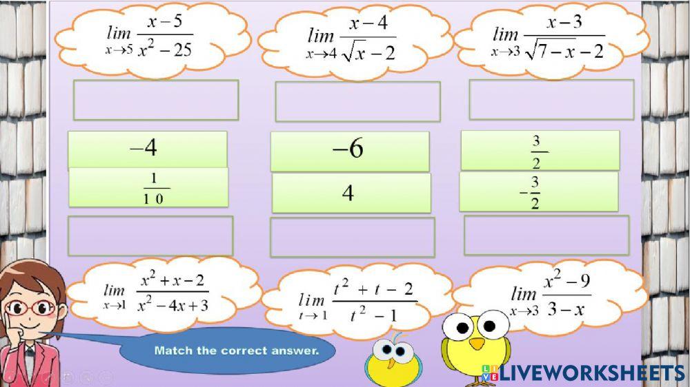 Drog n Drap Indeterminate Limits Live Worksheet online exercise for ...